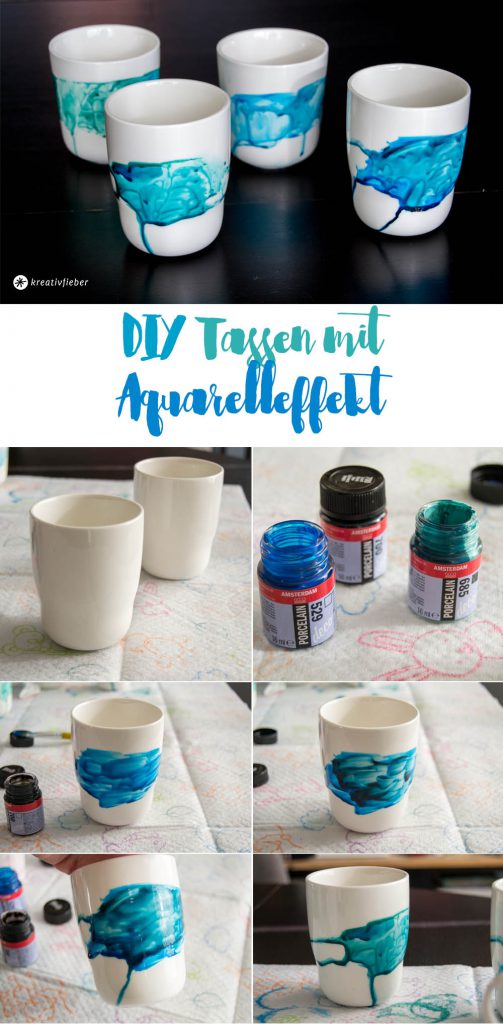 DIY Tassen mit Aquarelleffekt