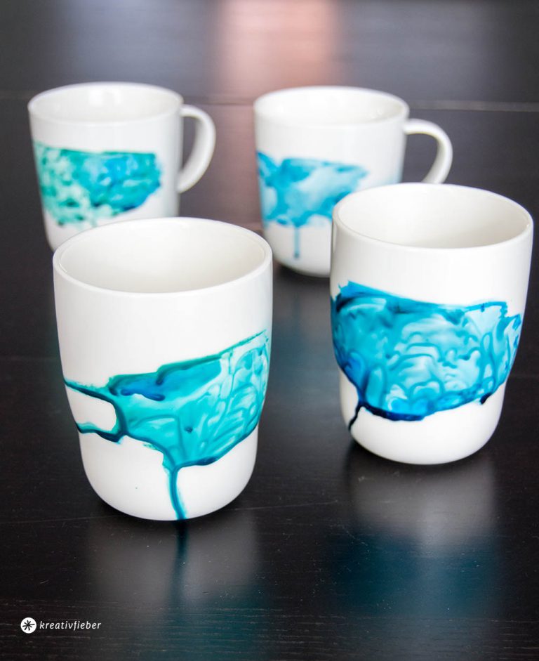 DIY Tassen mit Aquarelleffekt