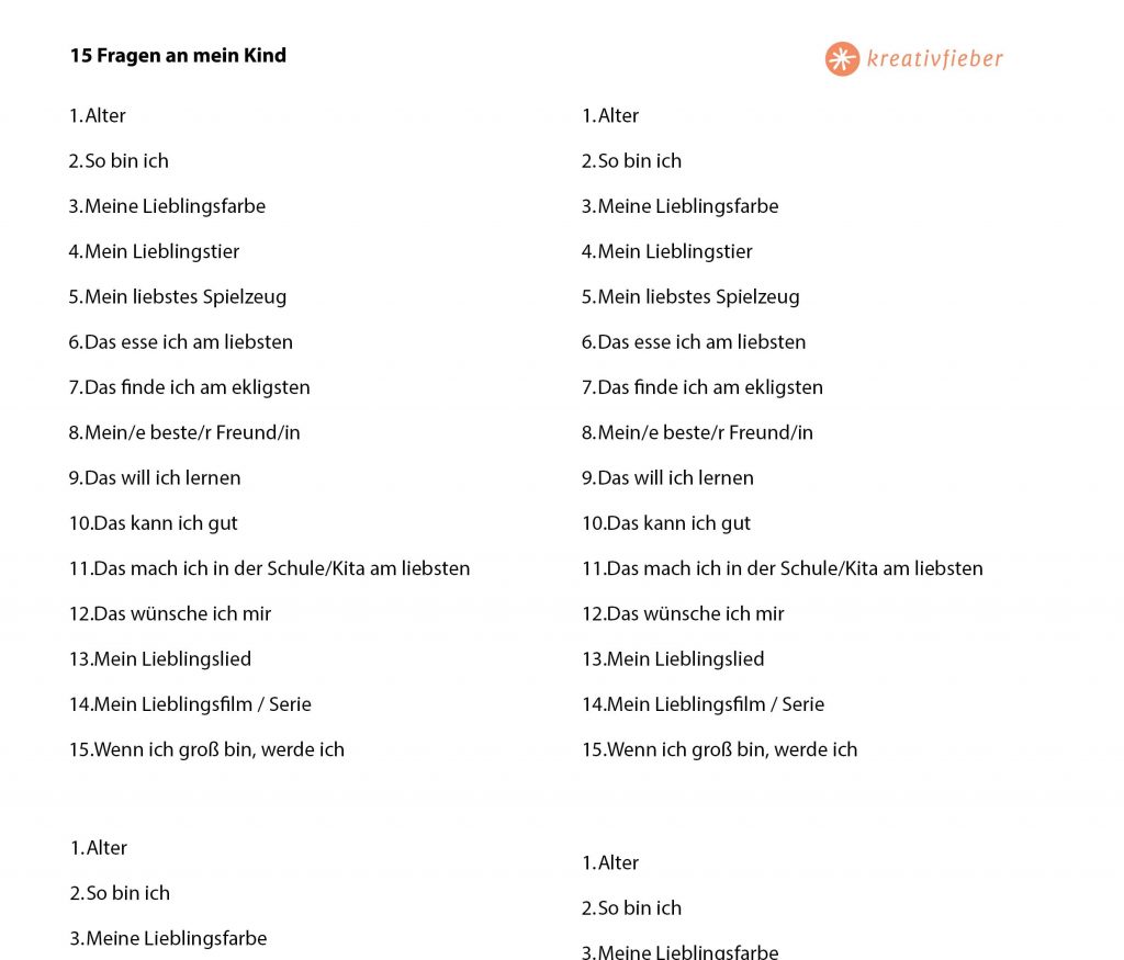 DIY Fragebuch für Kinder - kreativfieber