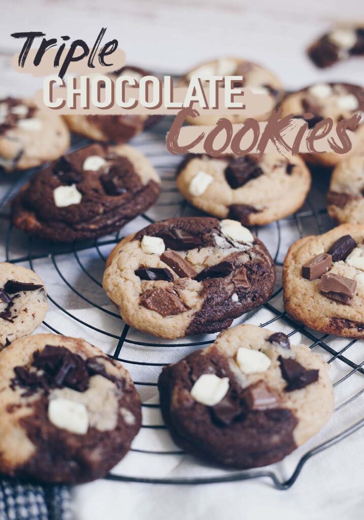 Triple Chocolate Cookies backen Keks Rezept mit viel Schokolade