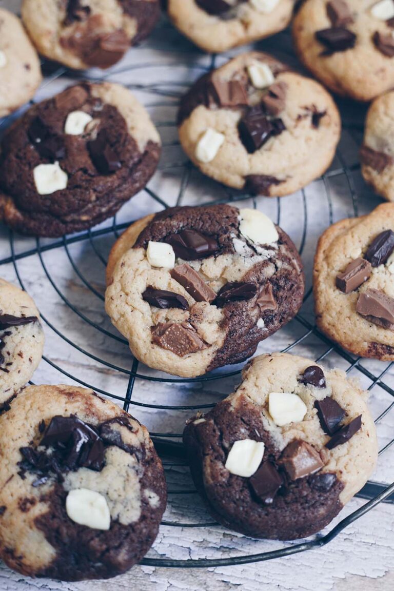 Triple Chocolate Cookies backen - Keks Rezeptidee mit viel Schokolade