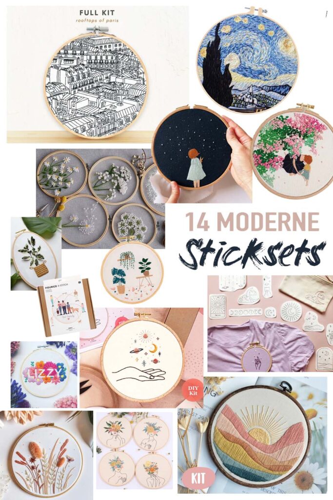 14 moderne Sticksets und Stickmuster für Anfänger und Fortgeschrittene