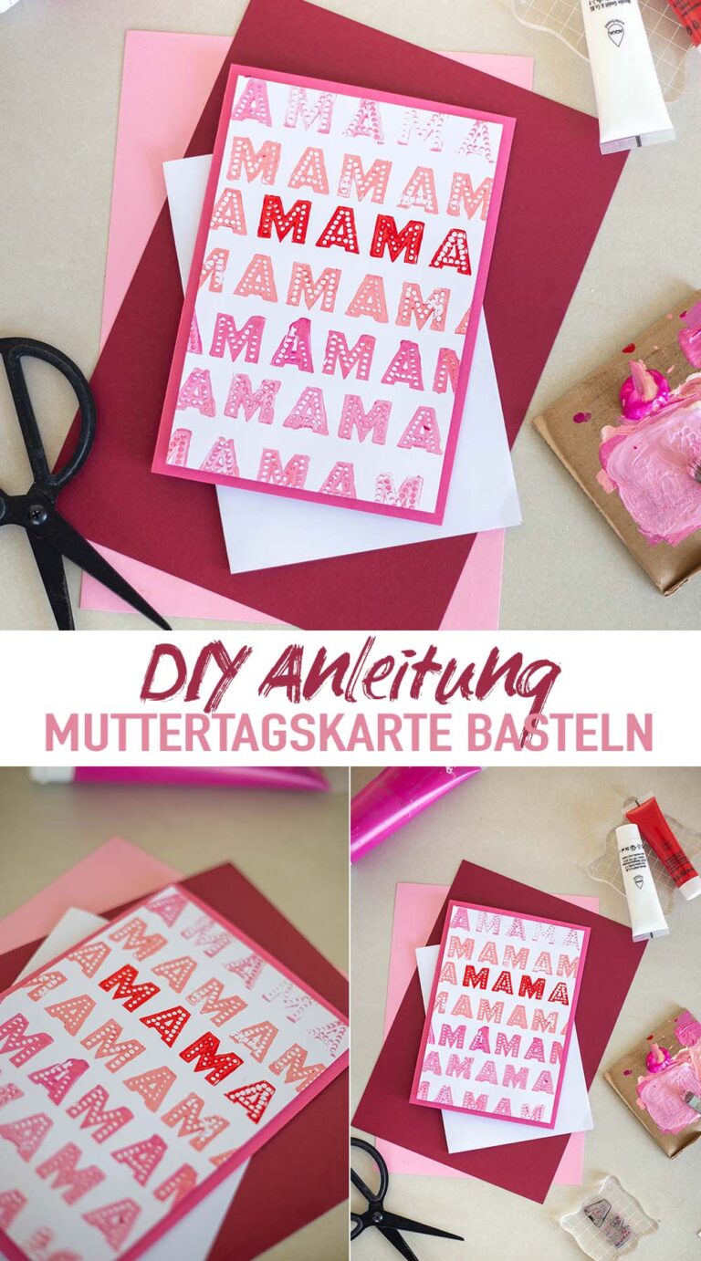 Muttertagskarte basteln - DIY Anleitung mit Papier und Stempeln