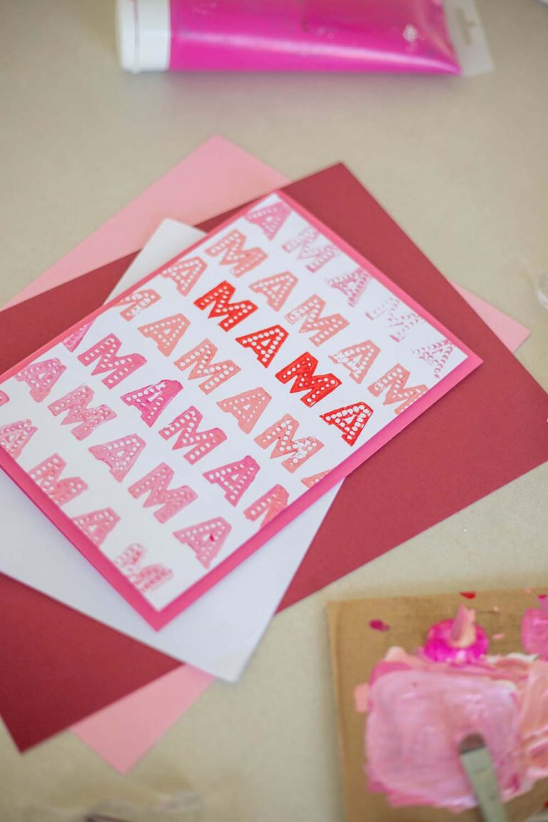 Muttertagskarte basteln - DIY Anleitung mit Papier und Stempeln