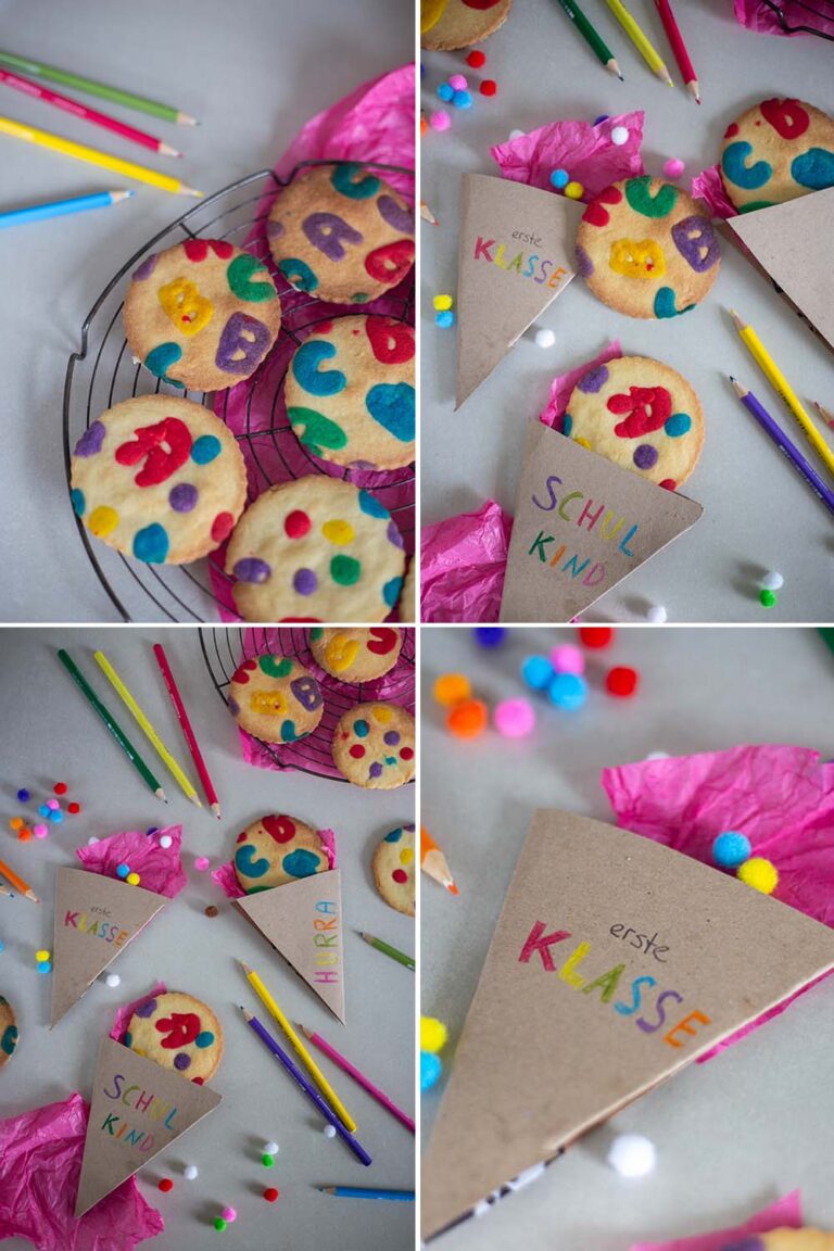 Kleines Geschenk zur Einschulung basteln ABC Kekse in Schultüte